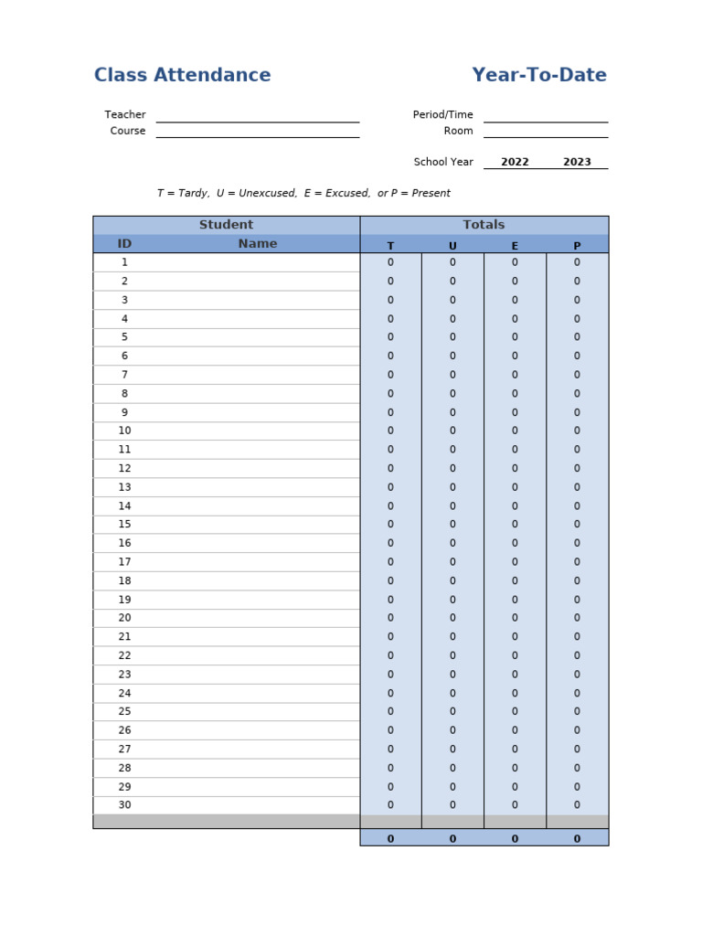 Class Attendance Yearly | PDF