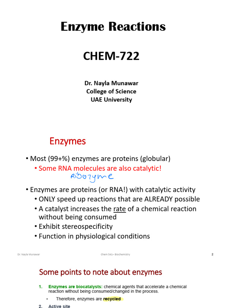 03 CHEM722 Enzyme Reactions | PDF