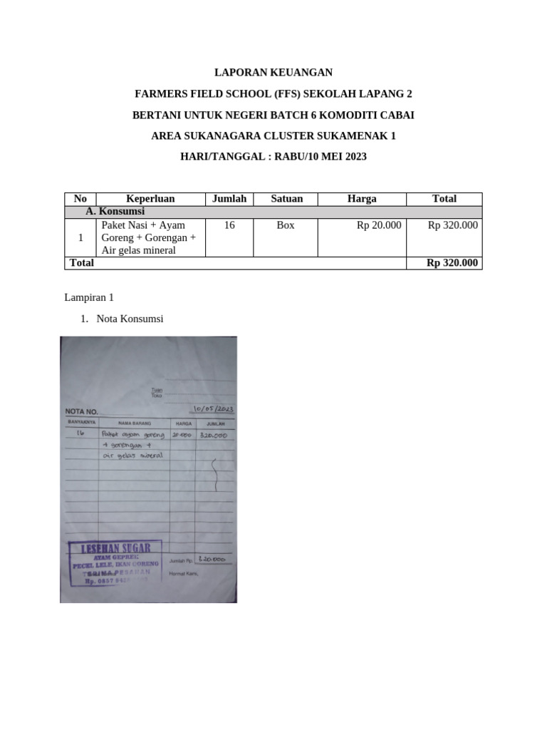 Laporan Keuangan FFS 2 - Sukanagara - Sukamenak 2 | PDF
