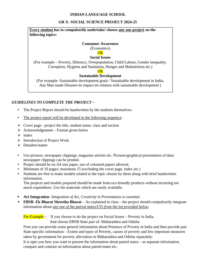 GR 10 SSC Project 20242025 | PDF