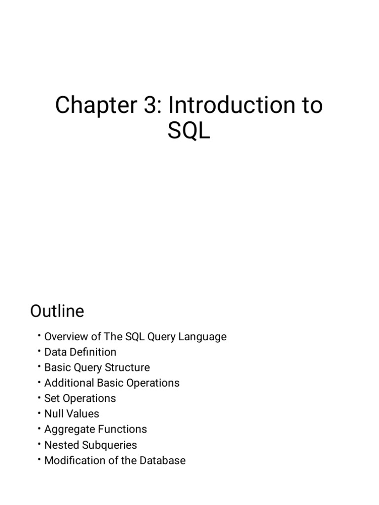 Ch3introduction To SQL | PDF
