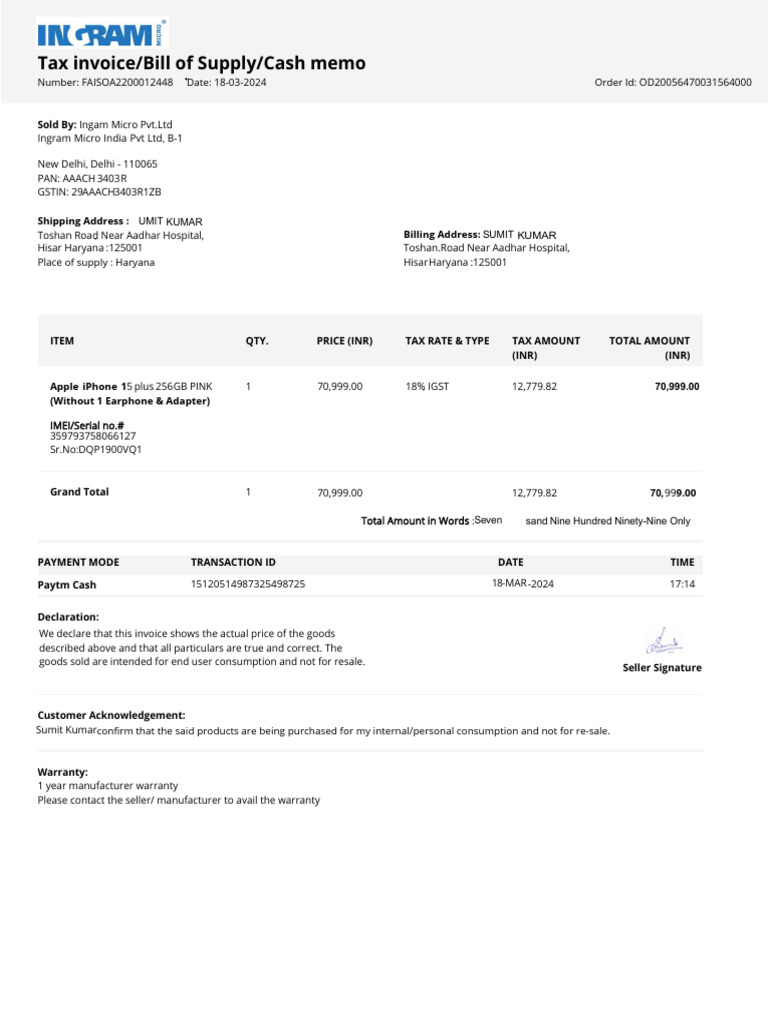 Ingram Micro-invoive | PDF