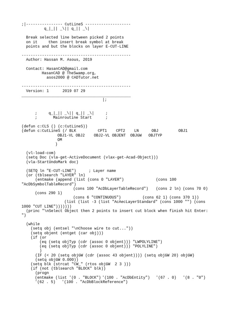 Cut electrical wire Lines Autolisp | PDF