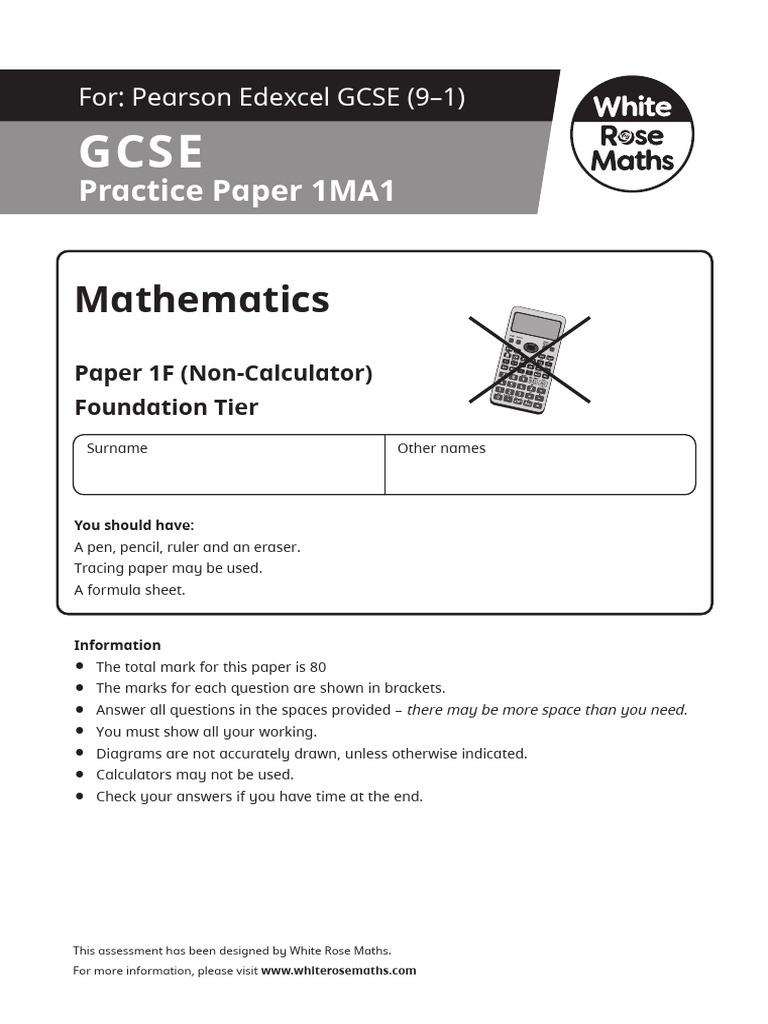 Super 2 GCSE Practice Paper 1F 2022 | PDF | Volume | Mathematics