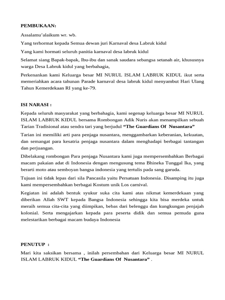 MC - Karnaval MI Labruk | PDF