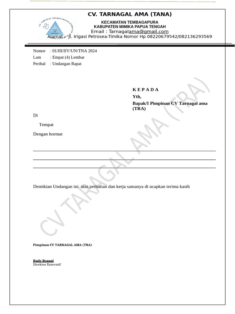 AD ART CV Rudy Lengkap Persyaratan | PDF