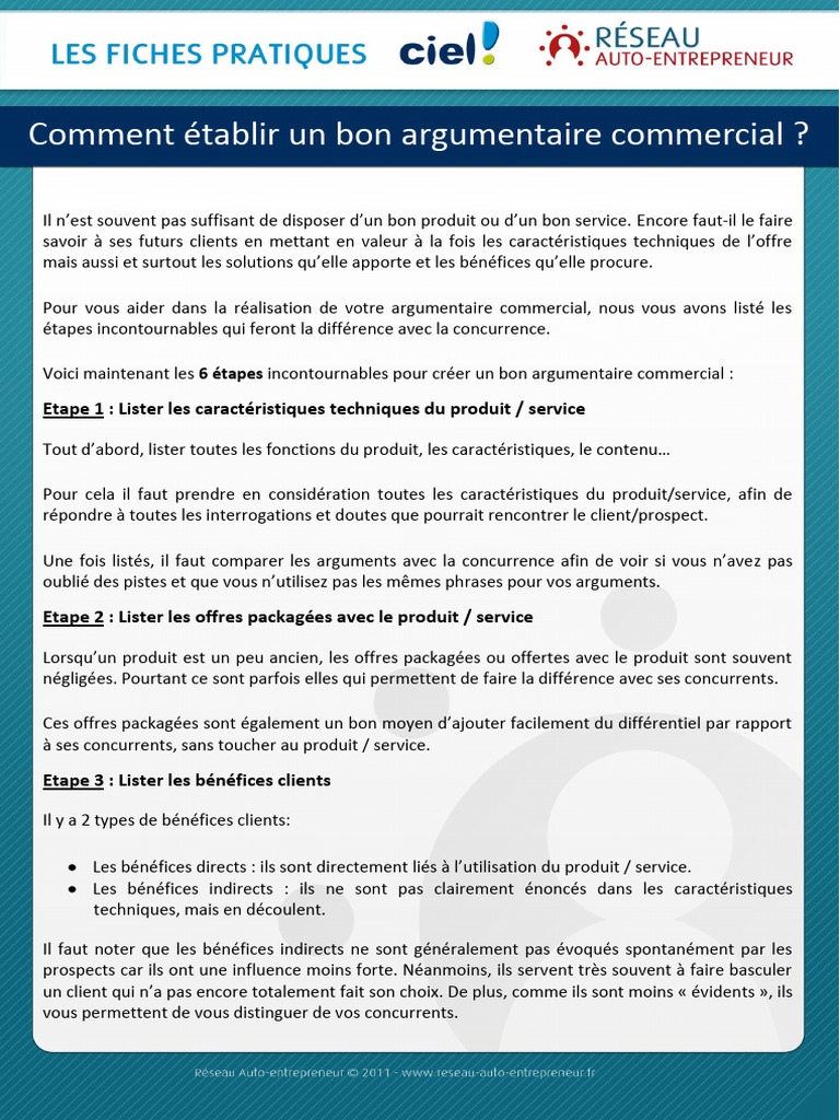 Fiche AE Argumentaire | PDF