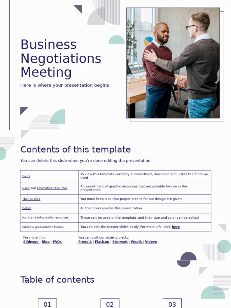 Business Negotiations Meeting by Slidesgo | PDF