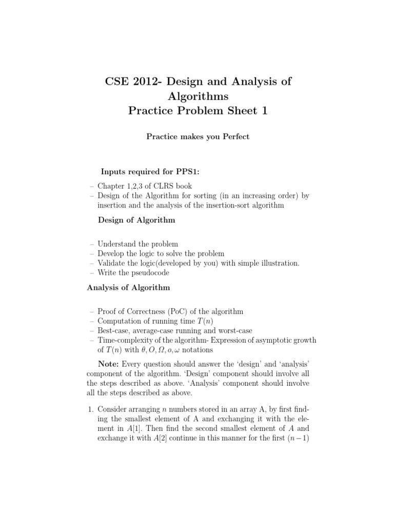 Cse2012 PPS1 w2022 | PDF