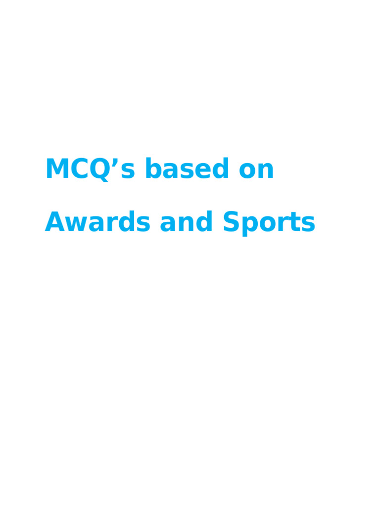 Awards MCQ's | PDF | Sports & Recreation | Travel