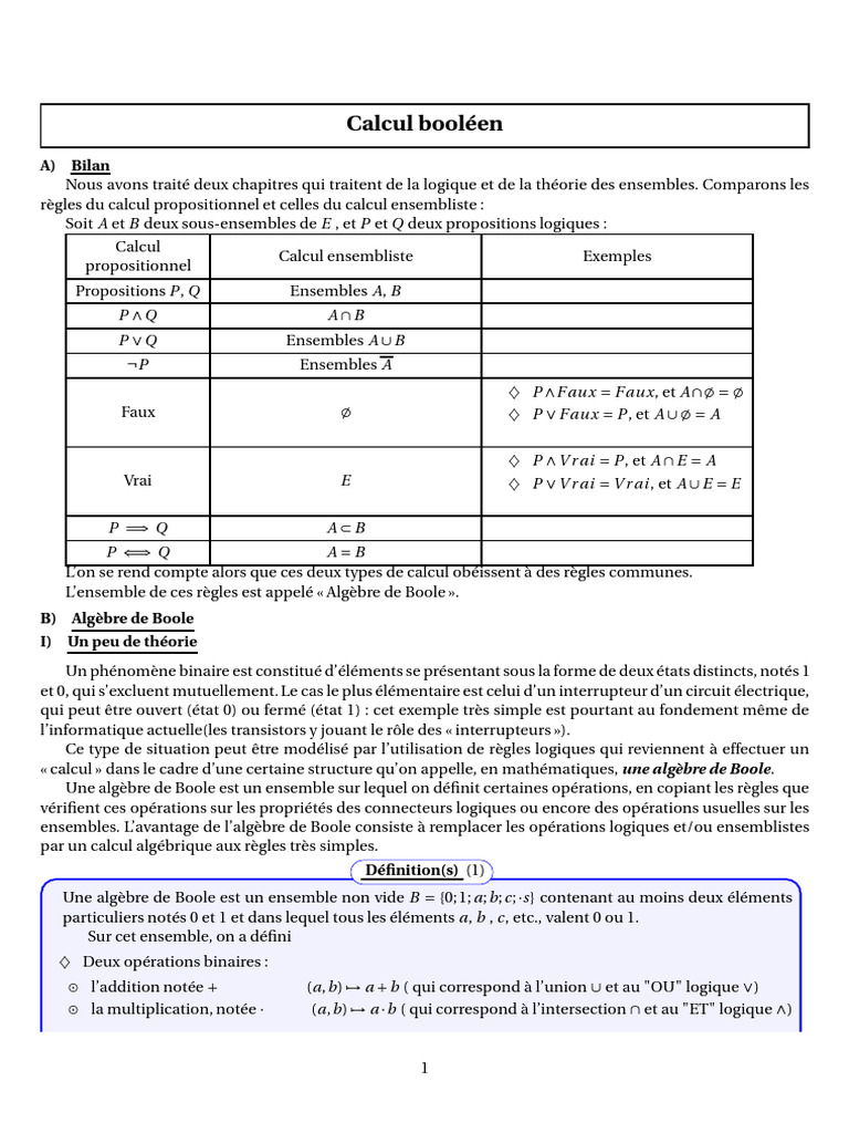 CO Calcul Booleen | PDF