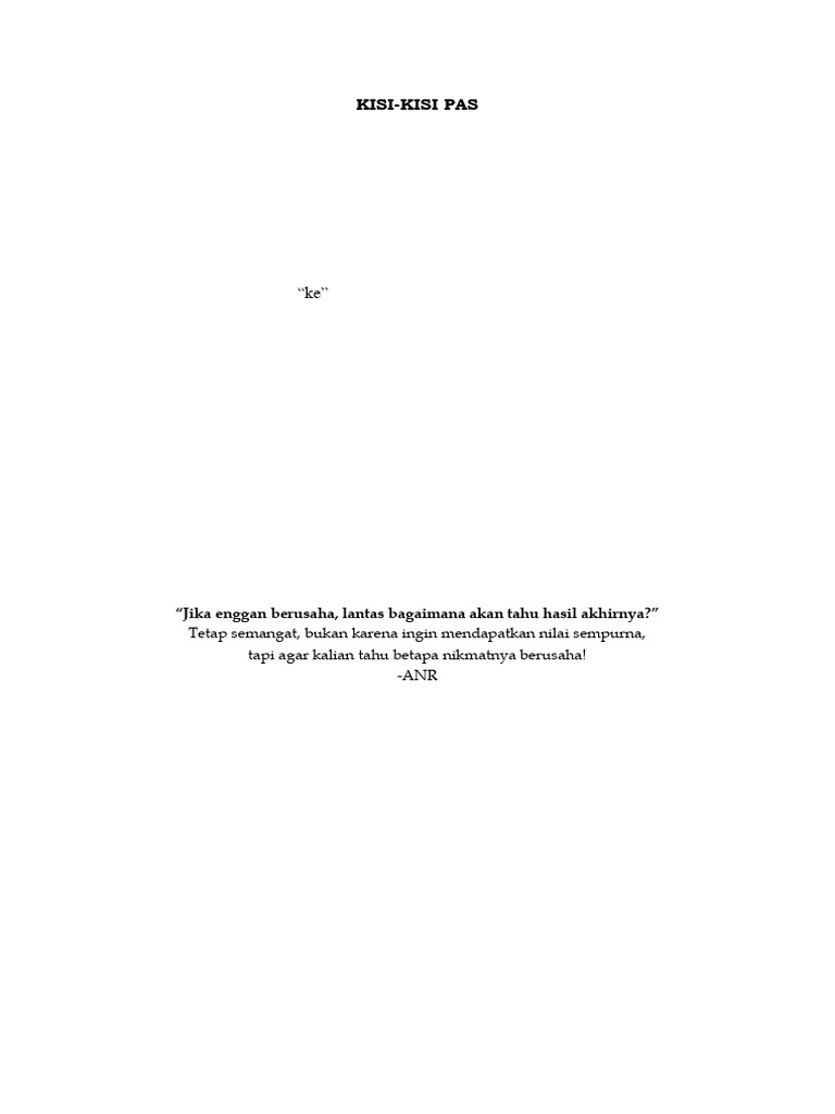 Kisi-Kisi Pas Ulangan | PDF