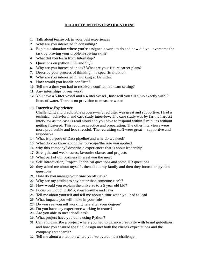 Deloitte Interview Questions.. | PDF Deloitte Interview Questions.. | PDF