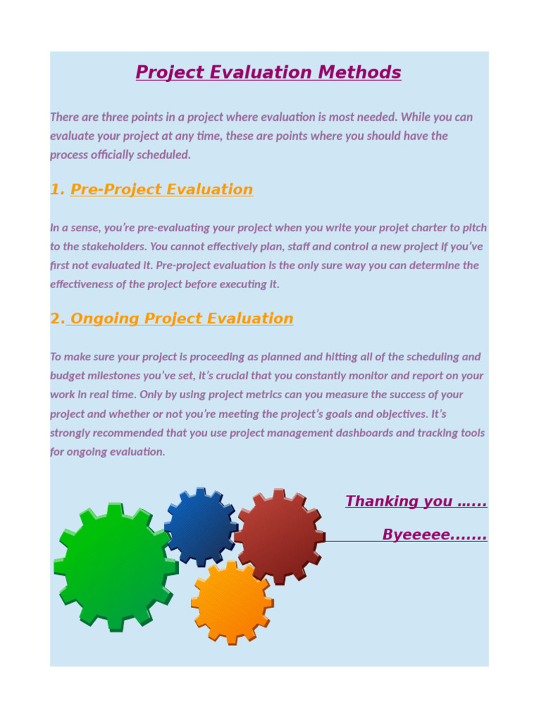 Project Evaluation | PDF