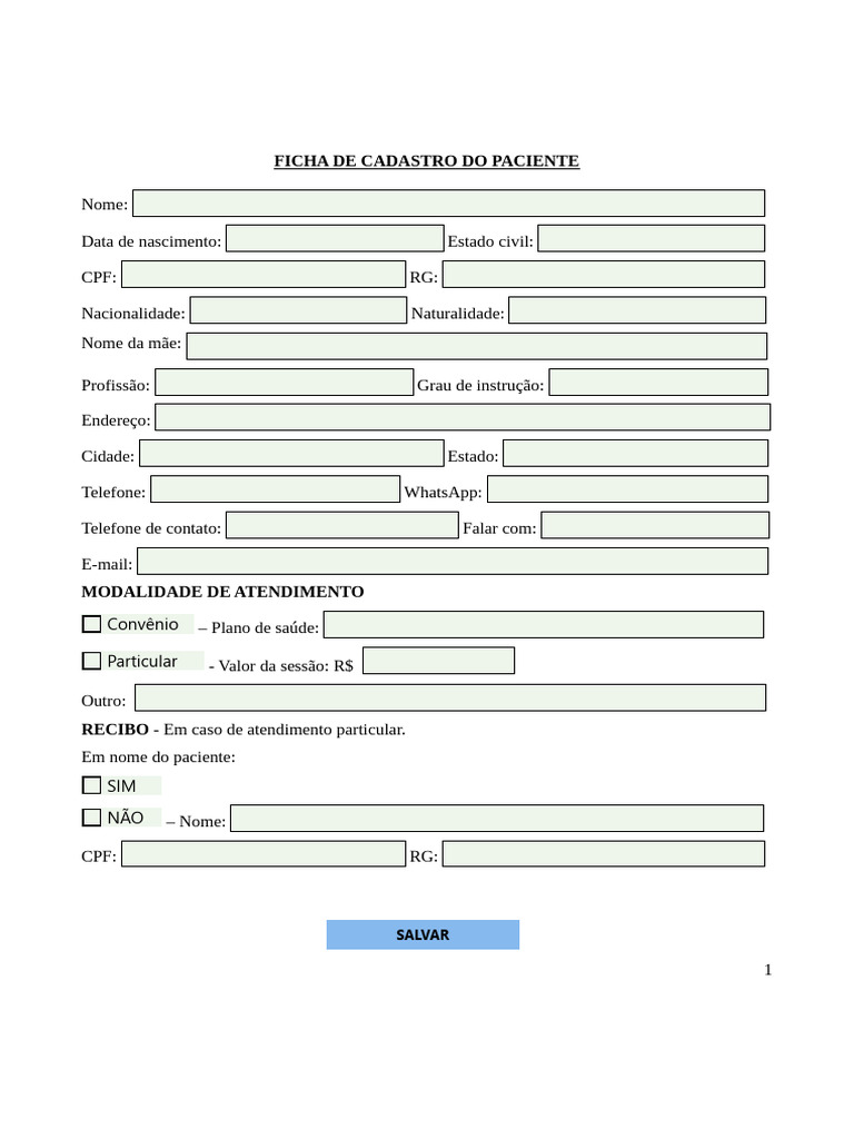 Ficha Cadastral Do Paciente | PDF