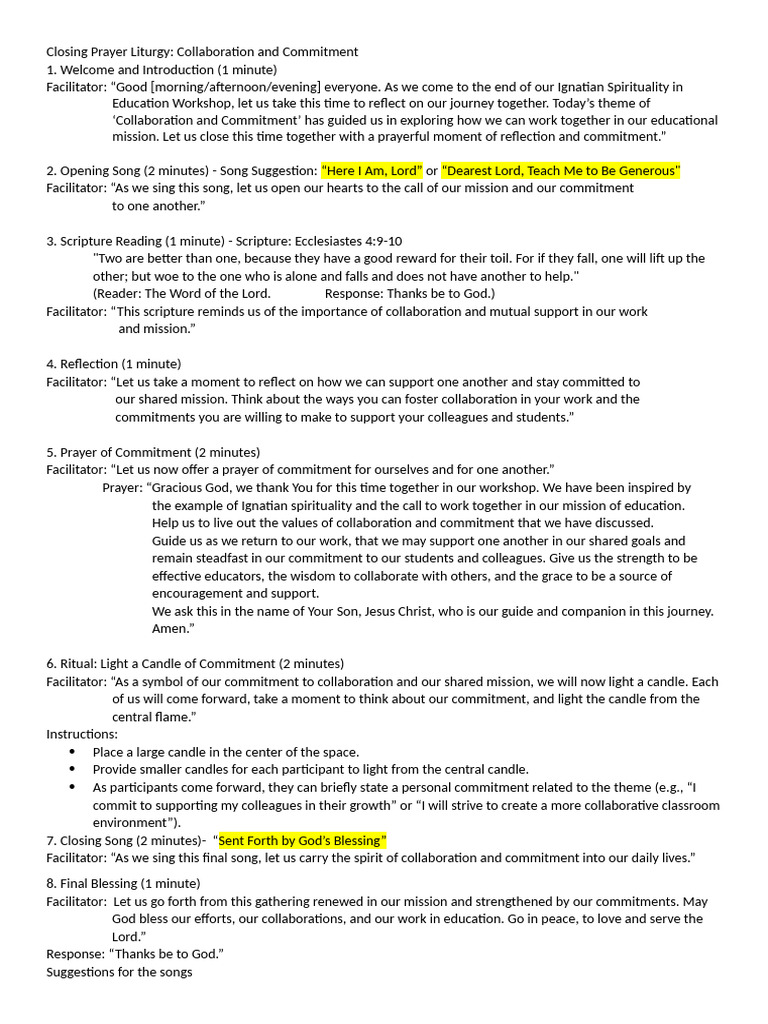 Closing Liturgy 2 | PDF
