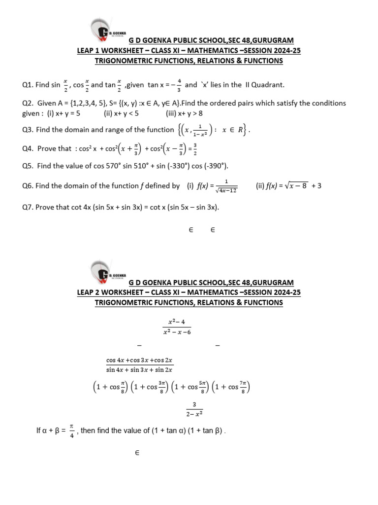 Leap Assignments Term I, Class Xi - 2024-25 | PDF