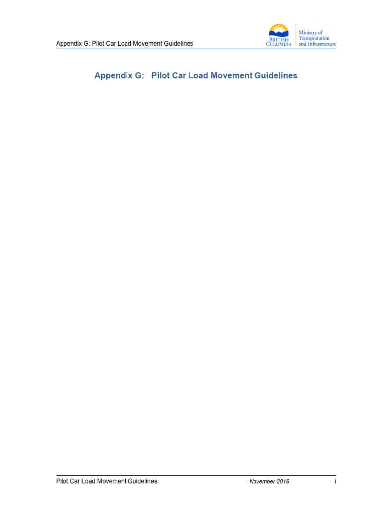 2016 BC MoT Pilot Car Load Movement Guidelines - TCM - Appendix - G ...