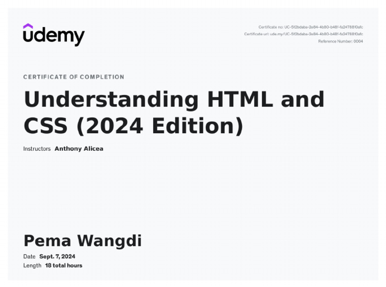 html certificate | PDF