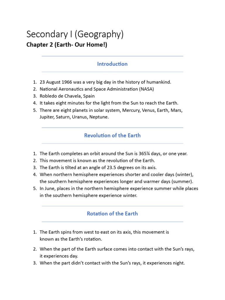 Chapter 2 Notes (Geography S1) | PDF