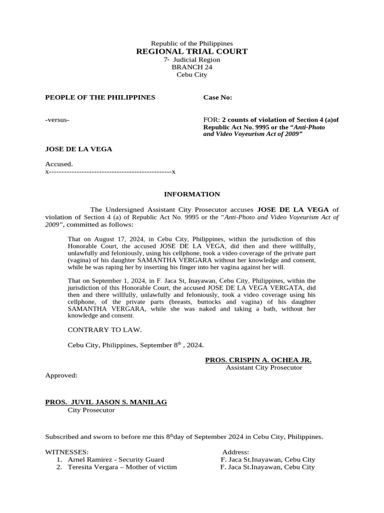 Sample Information For Anti Photo and Video Voyeurism RA 9995 | PDF ...