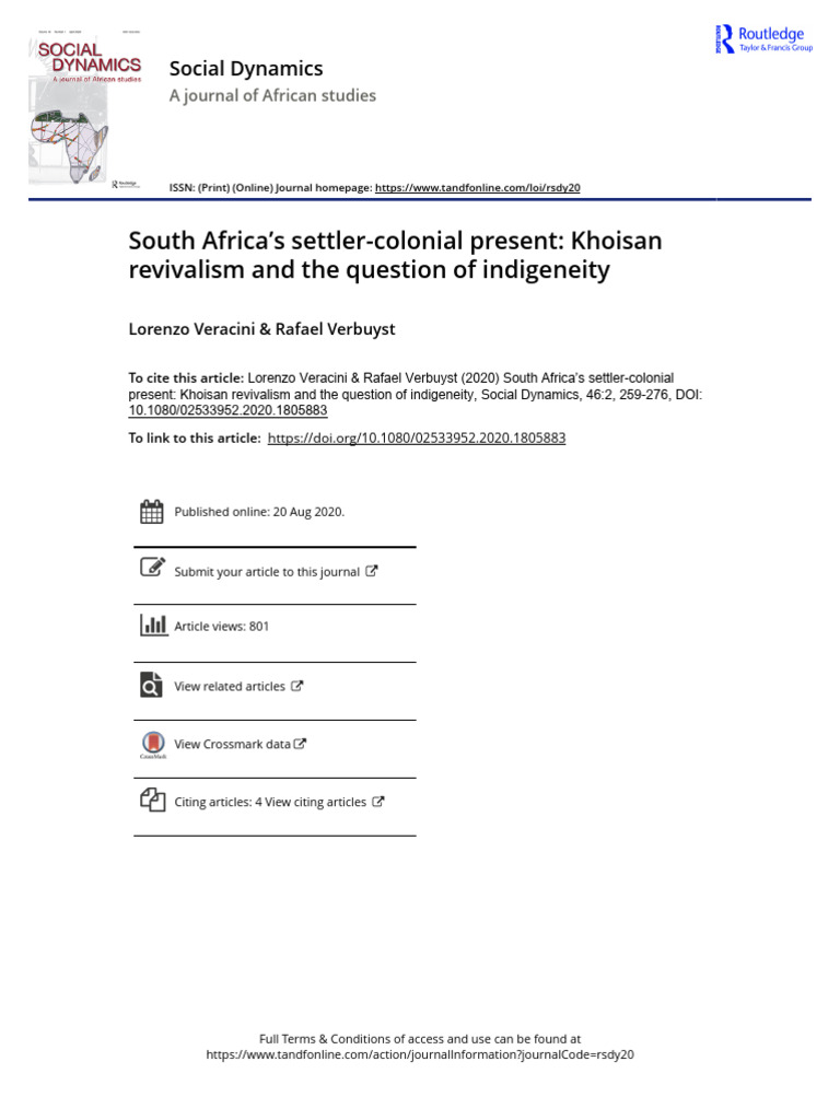 South Africa S Settler Colonial Present Khoisan Revivalism and The ...