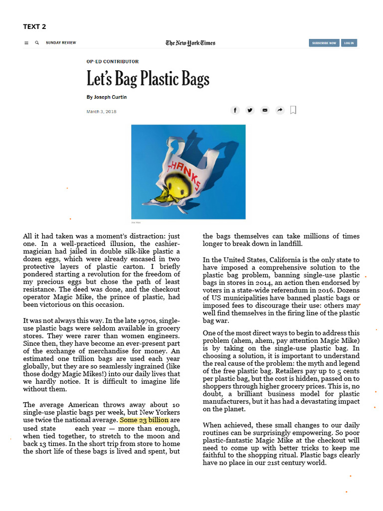 Plastic Bags Oped | PDF