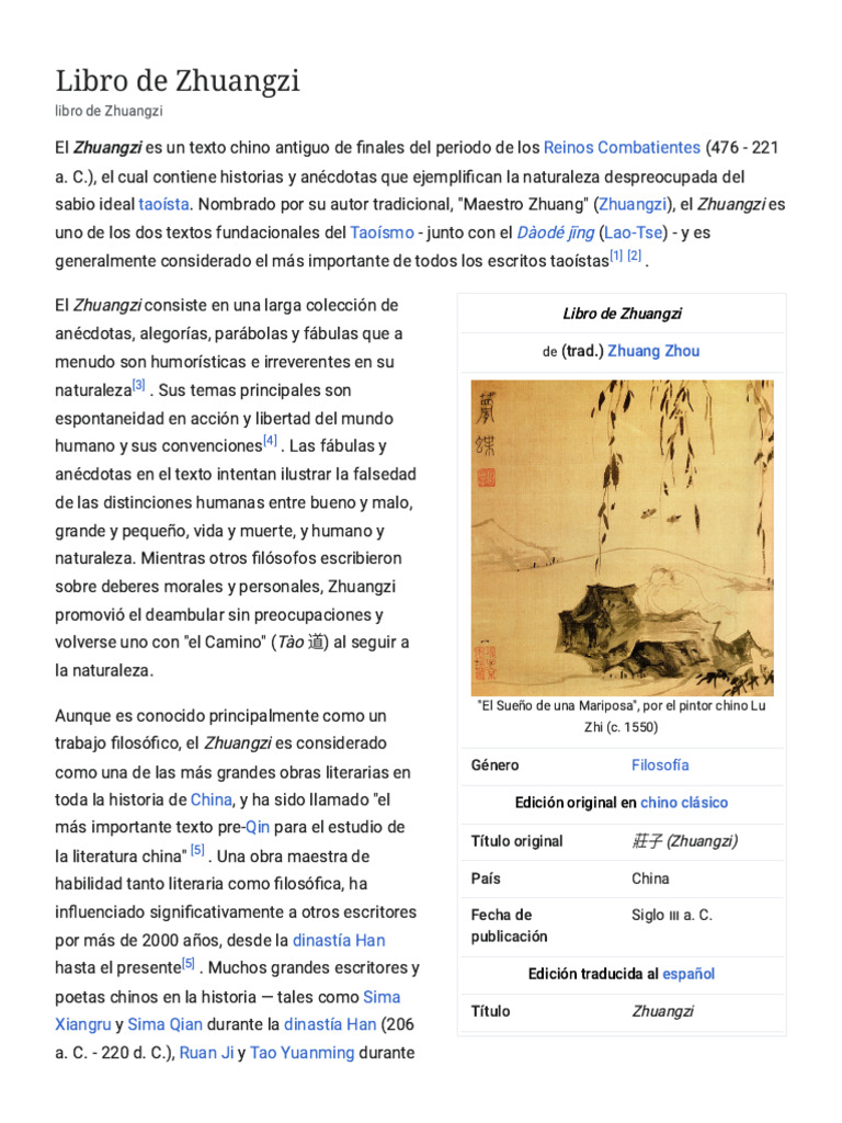 Libro de Zhuangzi - Wikipedia, La Enciclopedia Libre | PDF