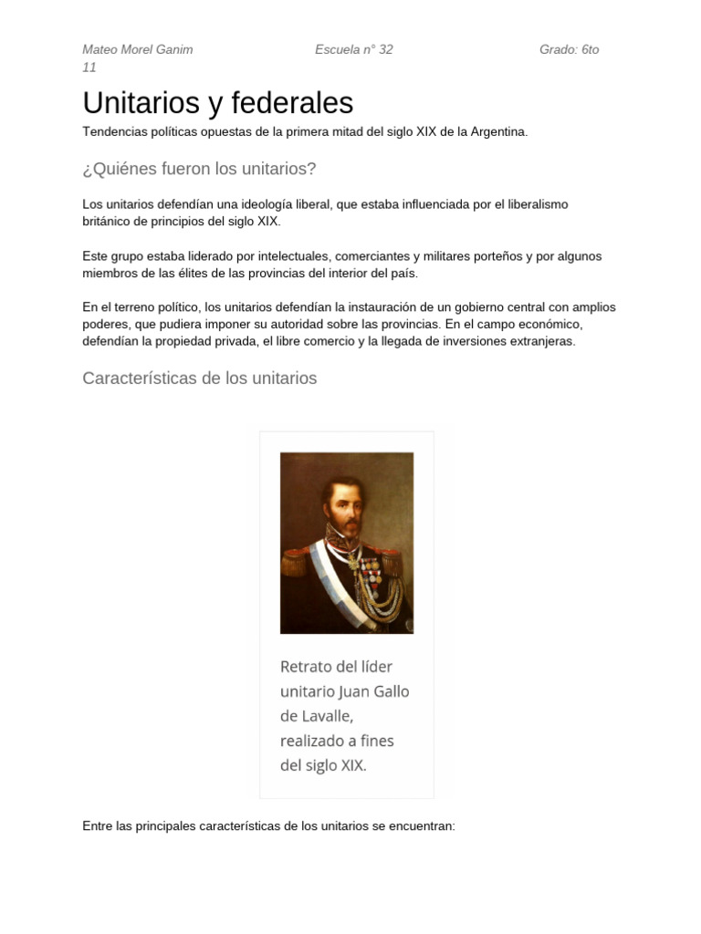 Unitarios y Federales | PDF