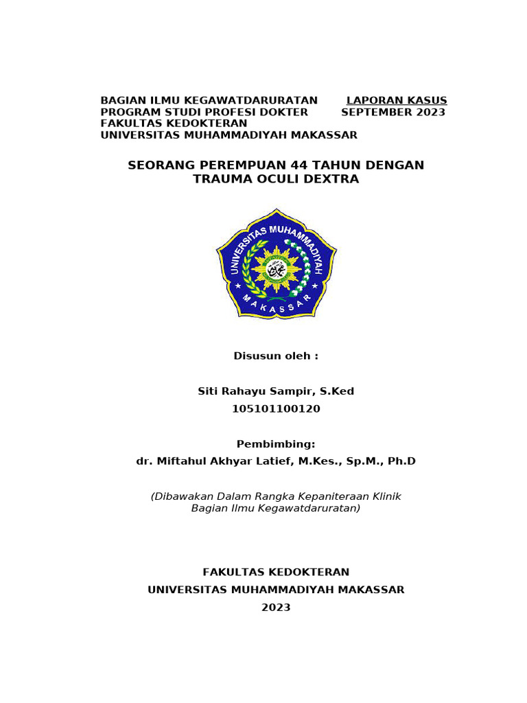 Trauma Oculi Case Report Final | PDF