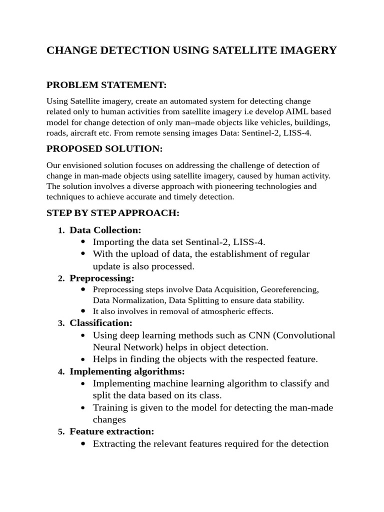 Change Detection Using Satellite Imagery | PDF