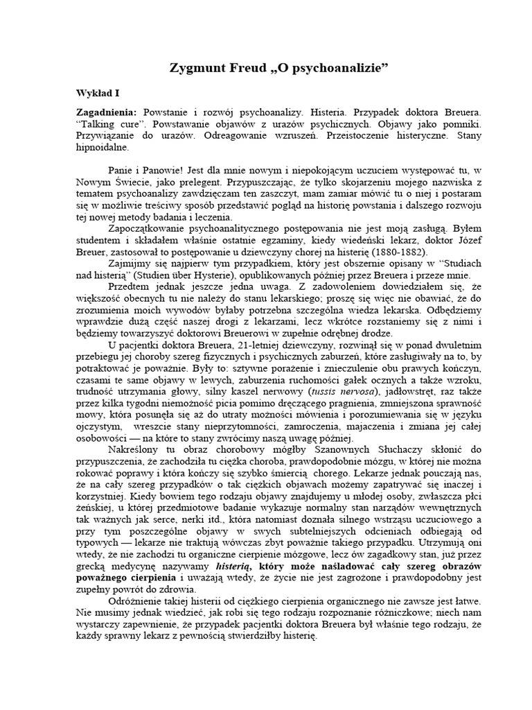 Freud Sigmund - O Psychoanalizie | PDF