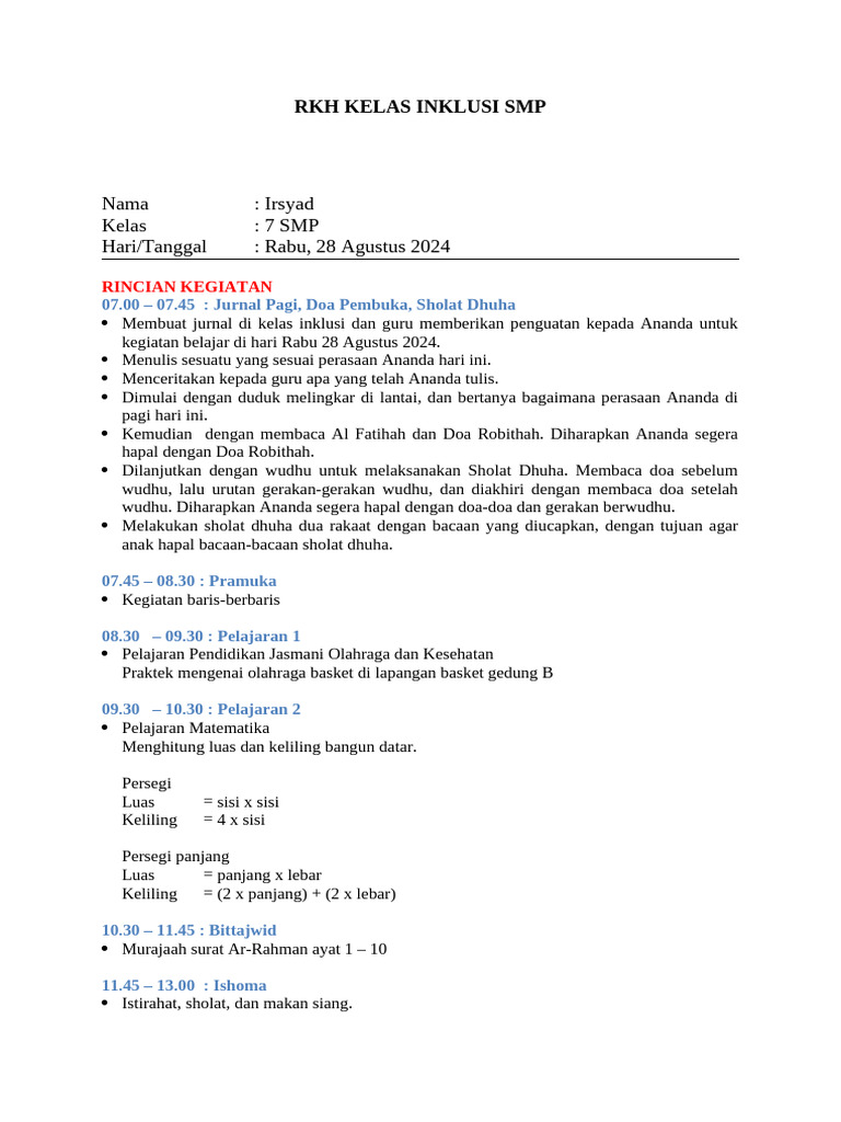 RPPH Irsyad - 28 Agustus 2024 | PDF