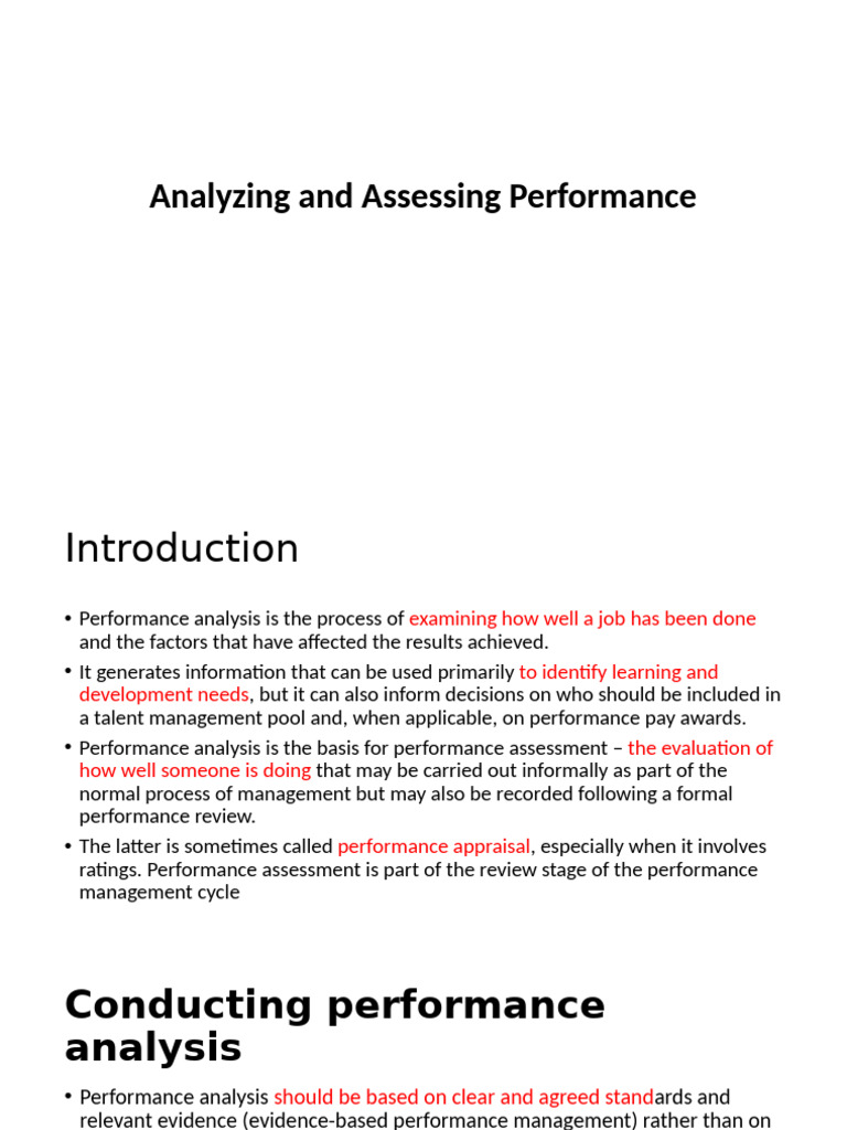 Analyzing and Assessing Performance | PDF