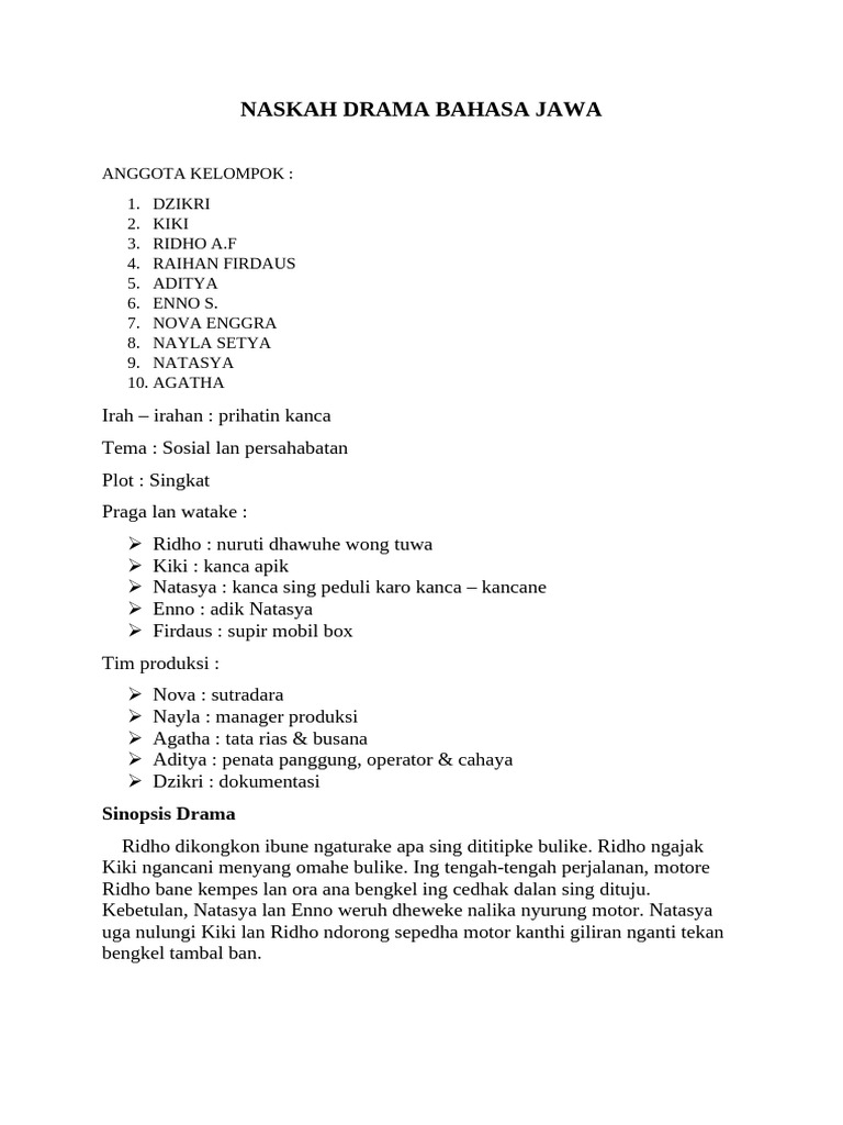 Naskah Drama Bahasa Jawa | PDF