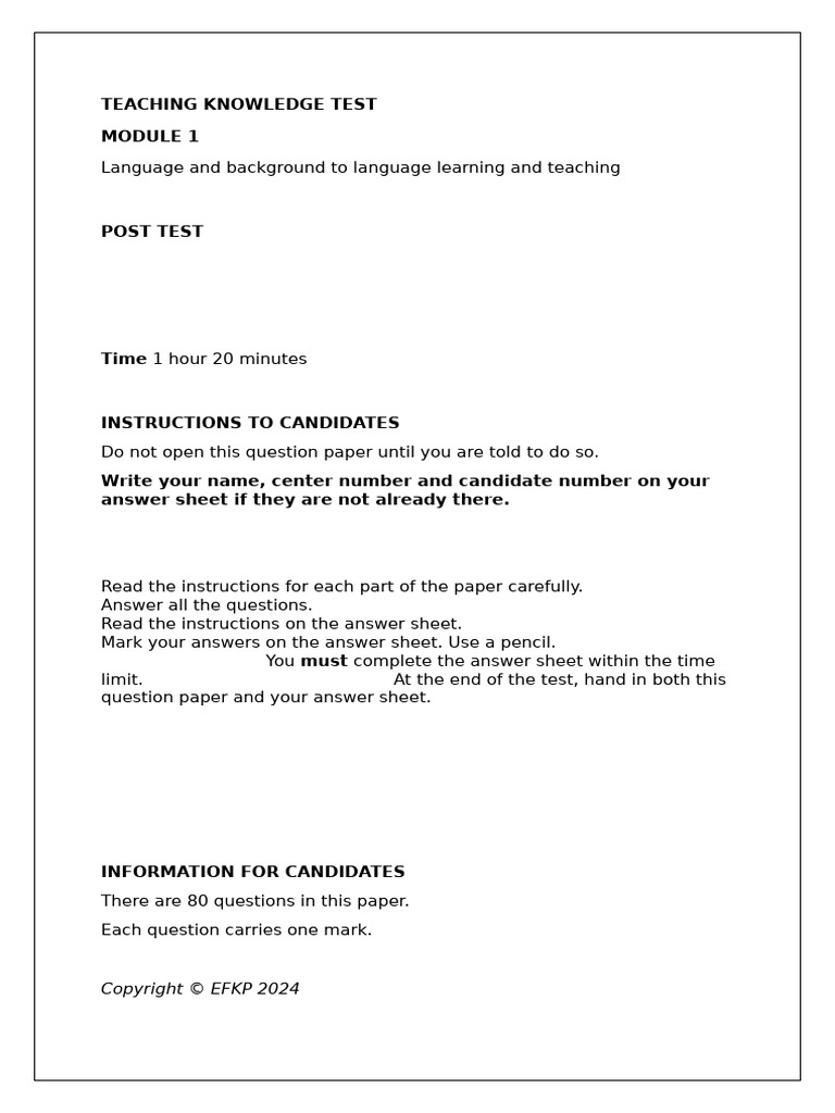 TKT - Module 1 | PDF