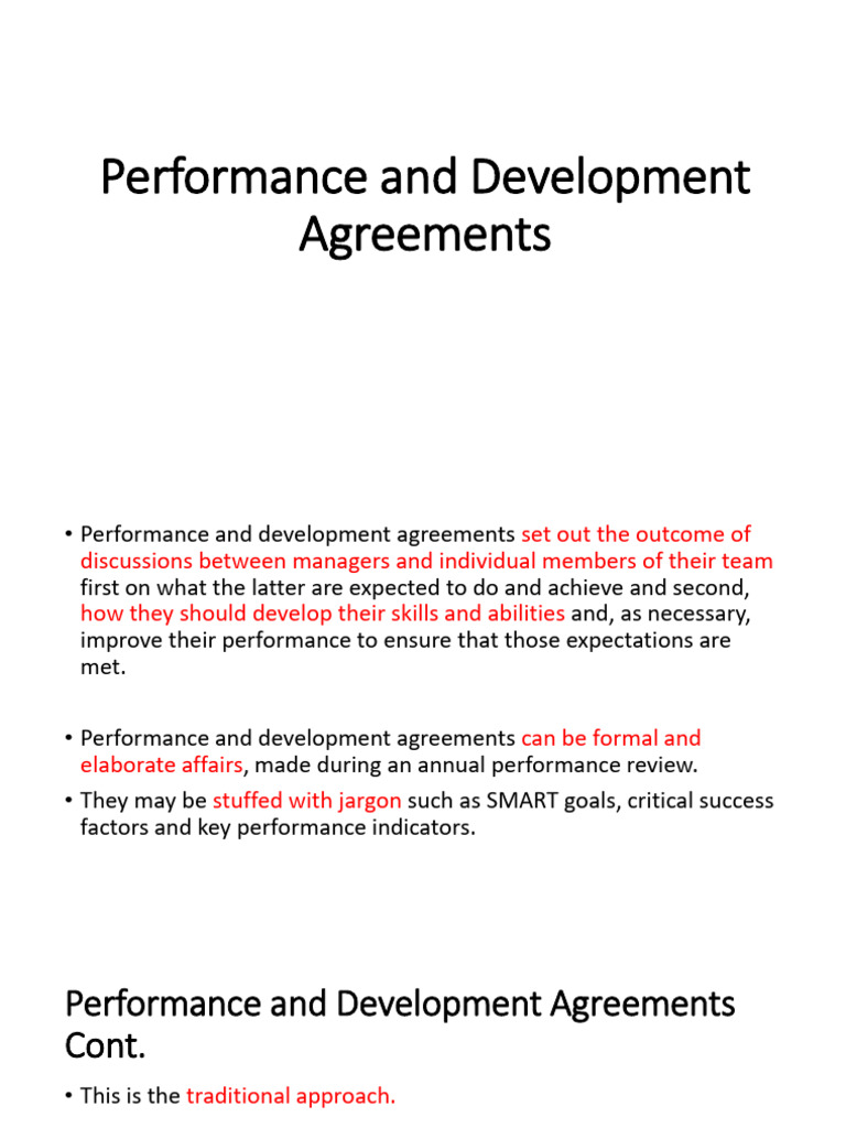 Performance and Development Agreements | PDF