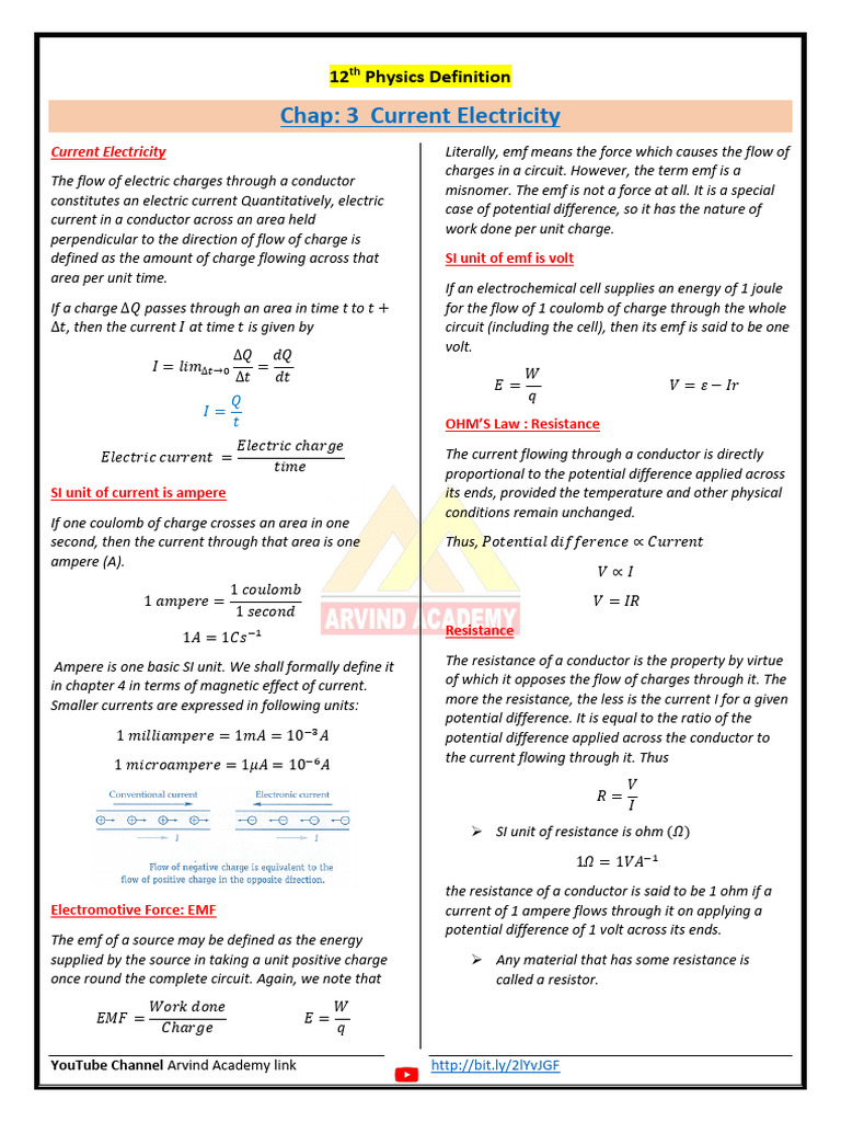 Chap 3 Current Electricity - fc7439f1 5372 4109 Ac07 9643e0d6bf05 | PDF