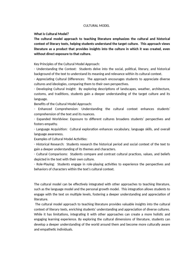 Cultural Model | PDF