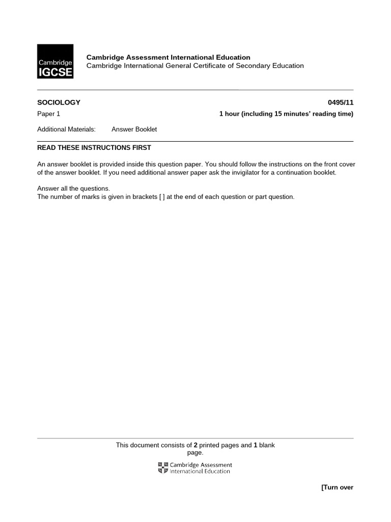 Sociology Paper | PDF