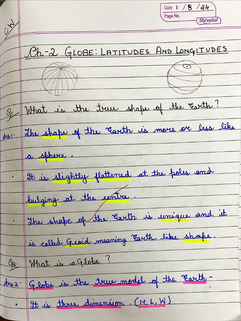Geog Ch 2 Globe Latitudes and longitudes | PDF