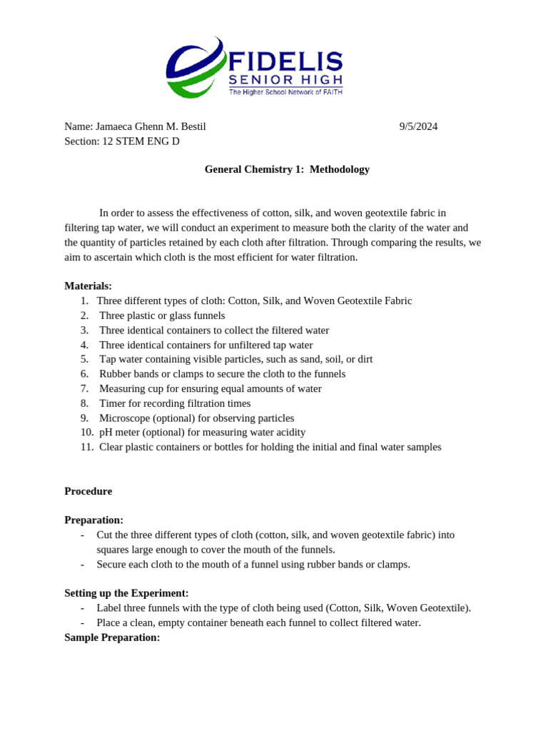 GEN-CHEM 1 Methodlogy | PDF