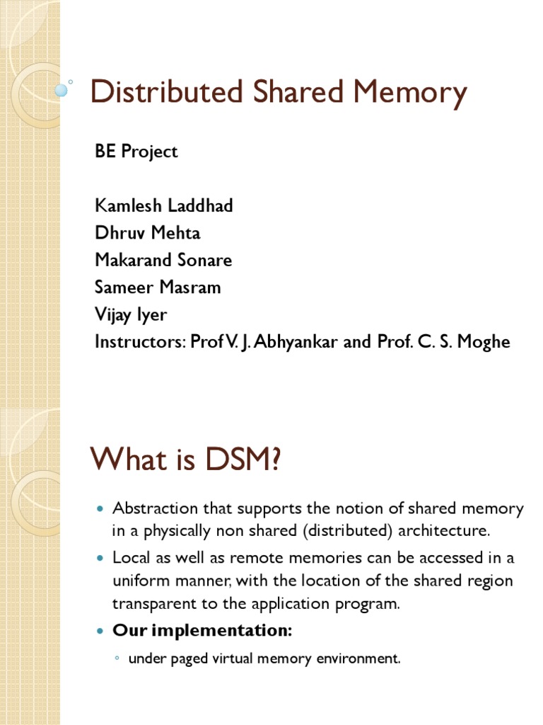 Distributed Shared Memory Distributed Memory | PDF | Server (Computing ...