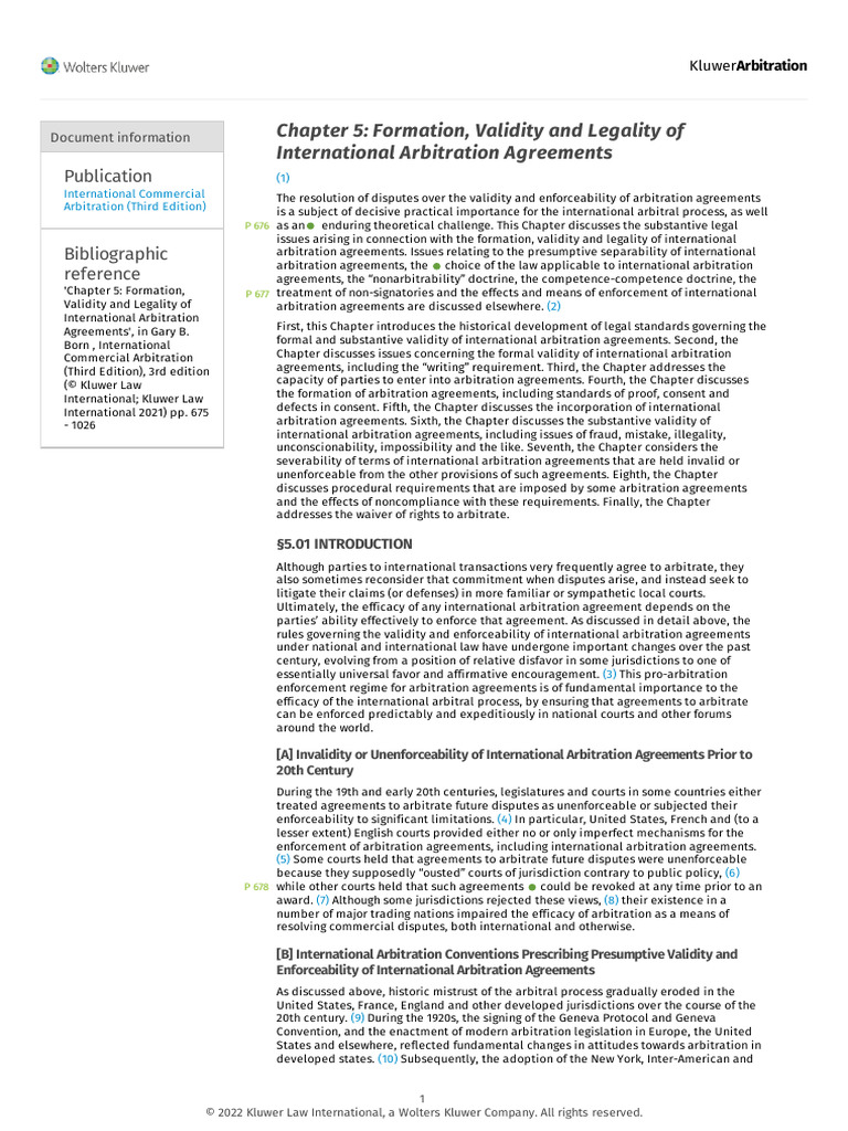 Legality of International Arbitration Agreements | PDF
