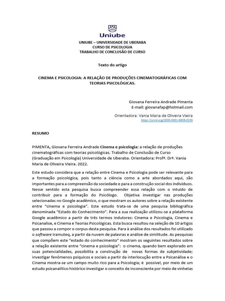 Cinema e Psicologia | PDF