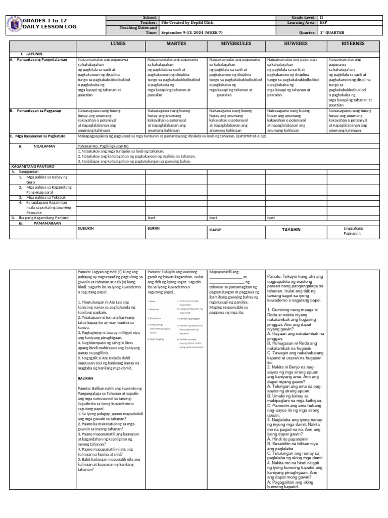 DLL_ESP 2_Q1_W7 | PDF