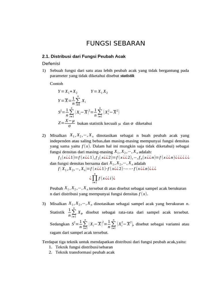 Konsep Fungsi Sebaran | PDF