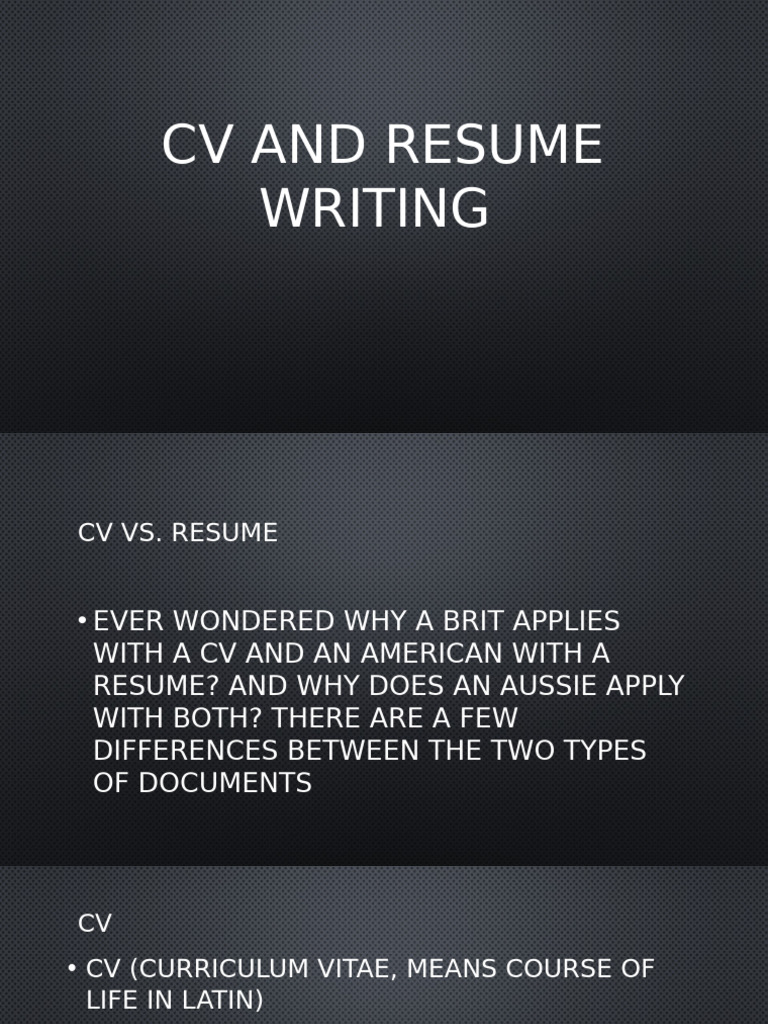 CV and Resume Writing | PDF