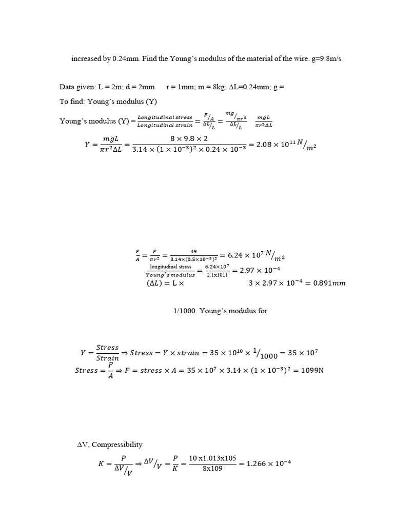 Elastic properties_Problems Solutions | PDF