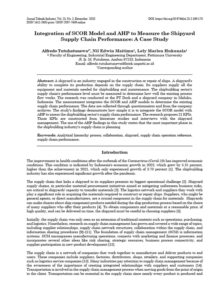 SCOR Model and AHP | PDF